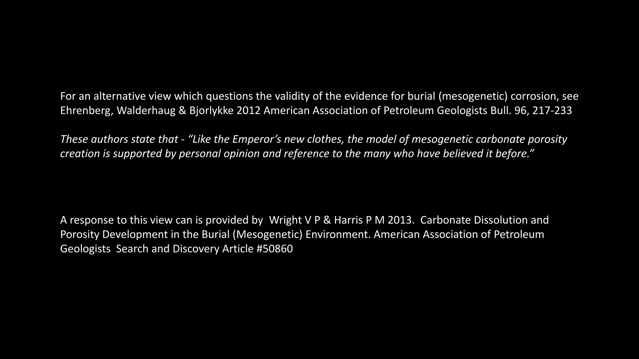 V.P. Wright (2020) – Burial corrosion and porosity formation in carbonate reservoirs | PPT