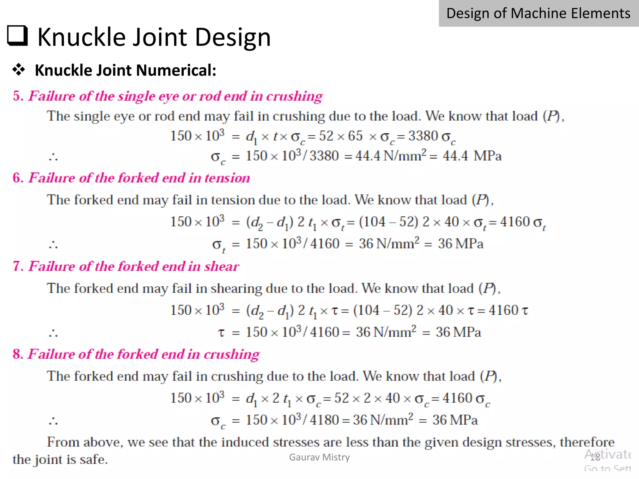 design of knuckle joint may 2020 | PDF