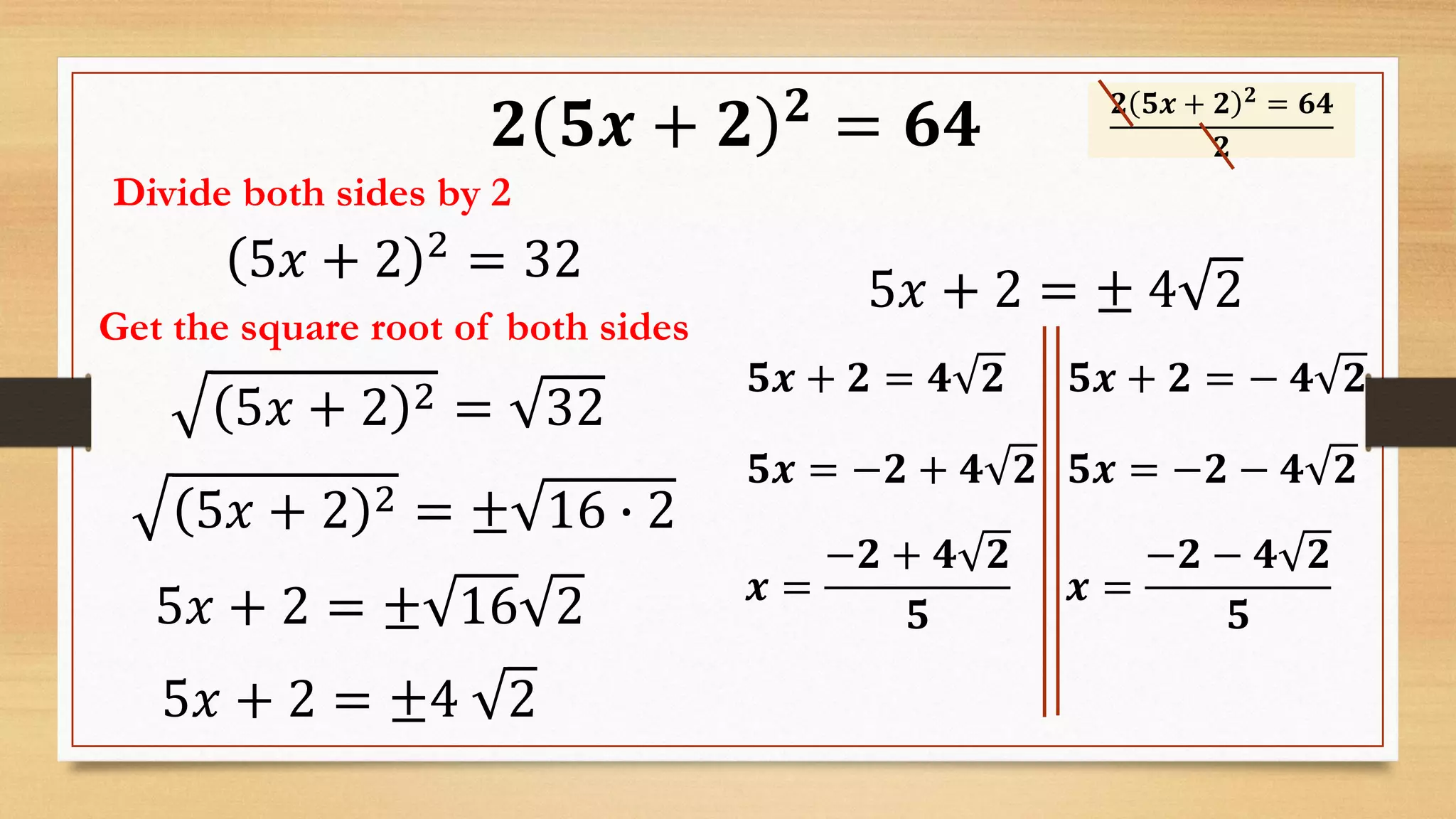 Solving Quadratic Equations by Extracting Square Roots | PDF