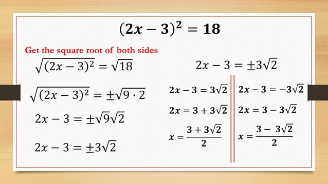 Solving Quadratic Equations by Extracting Square Roots | PDF