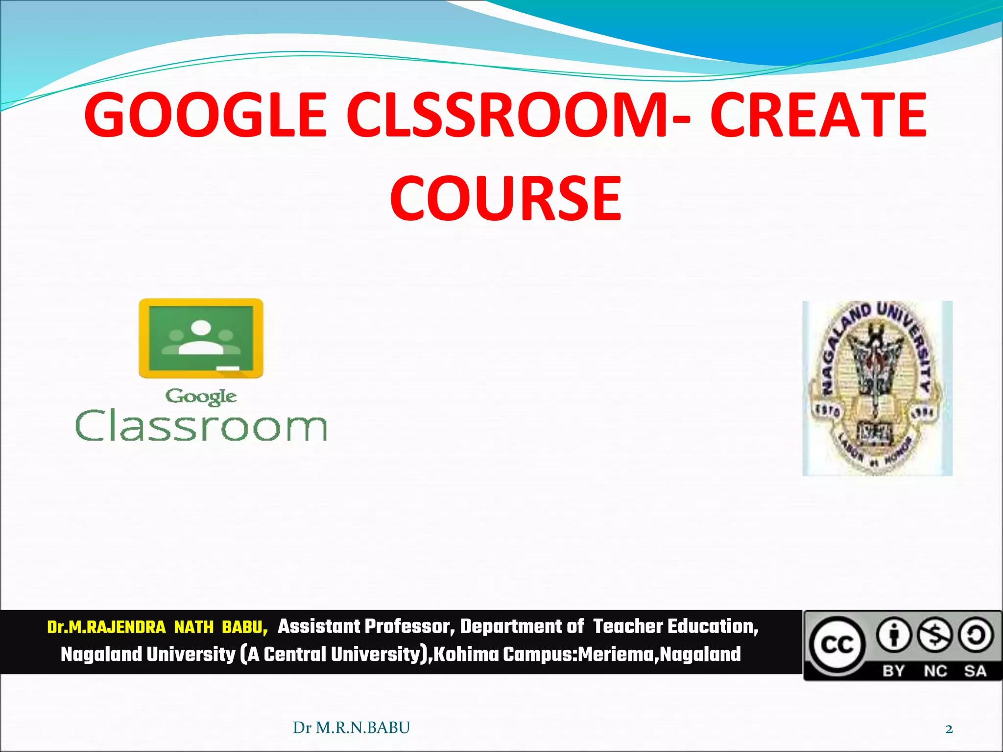 2.google classroom create course | PPT