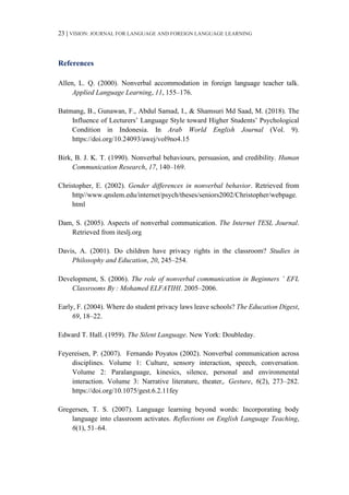 Attitude of Foreign Language Learners on Nonverbal Communication and Privacy in Communicative ...