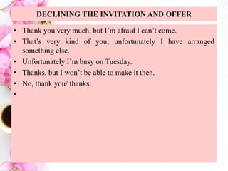 LANGUAGE FUNCTION: EXTENDING, ACCEPTING, AND DECLINING INVITATIONS AND ...