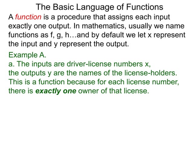 9 the basic language of functions | PPTX
