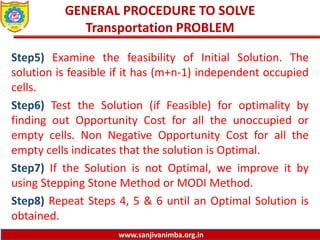 2.3 procedure to solve transportation problem | PPTX | Science