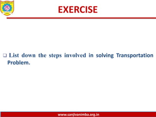 2.3 procedure to solve transportation problem | PPTX | Science