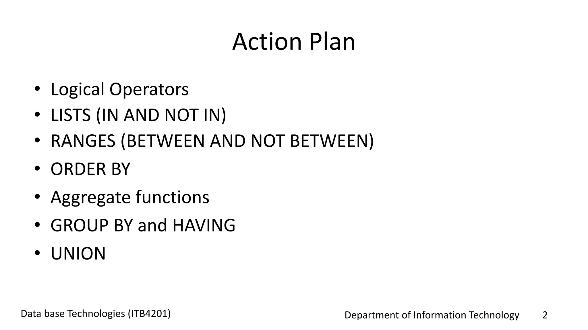 Sql Logical Operators Ppt