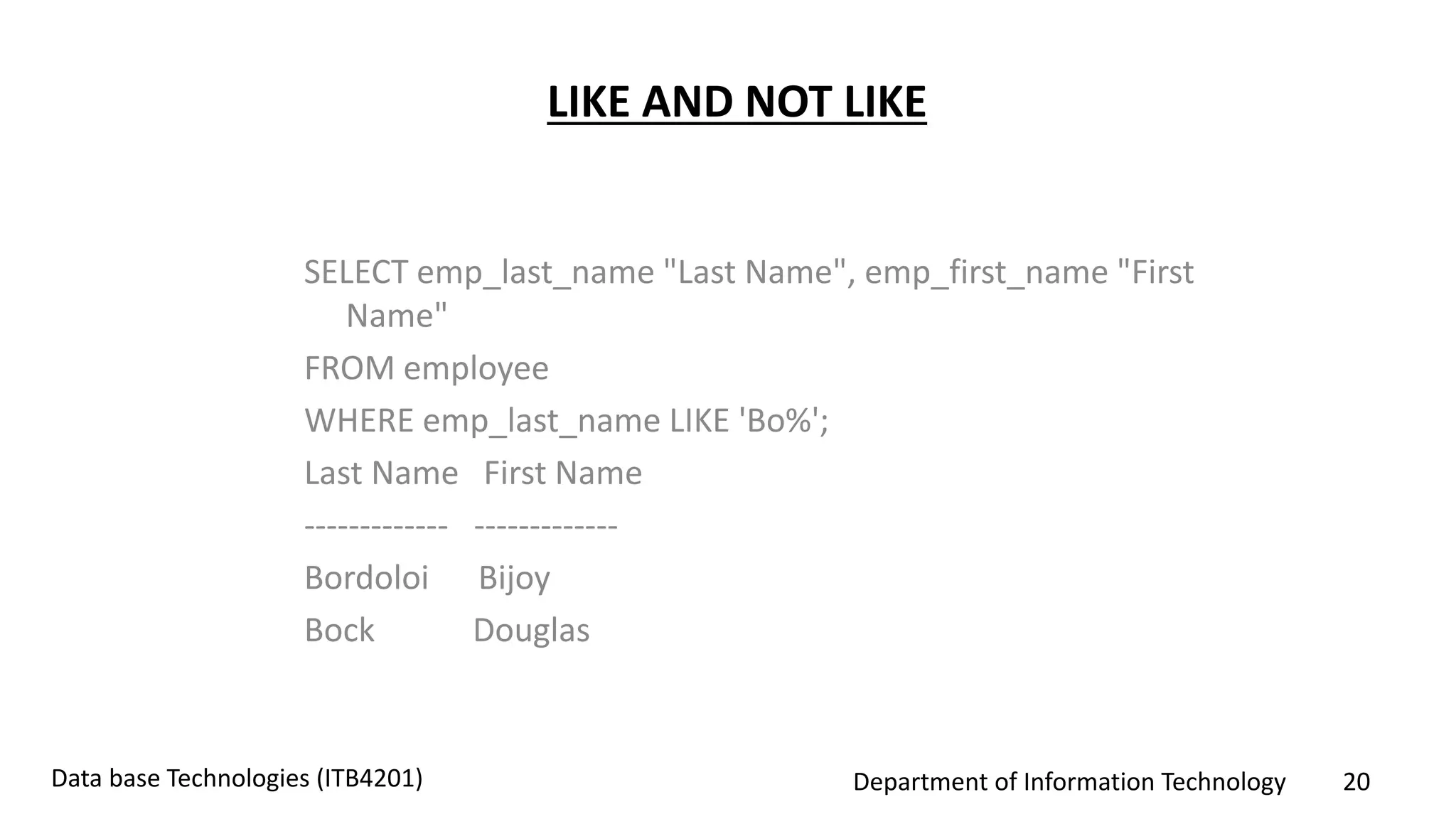 Sql Logical Operators Ppt