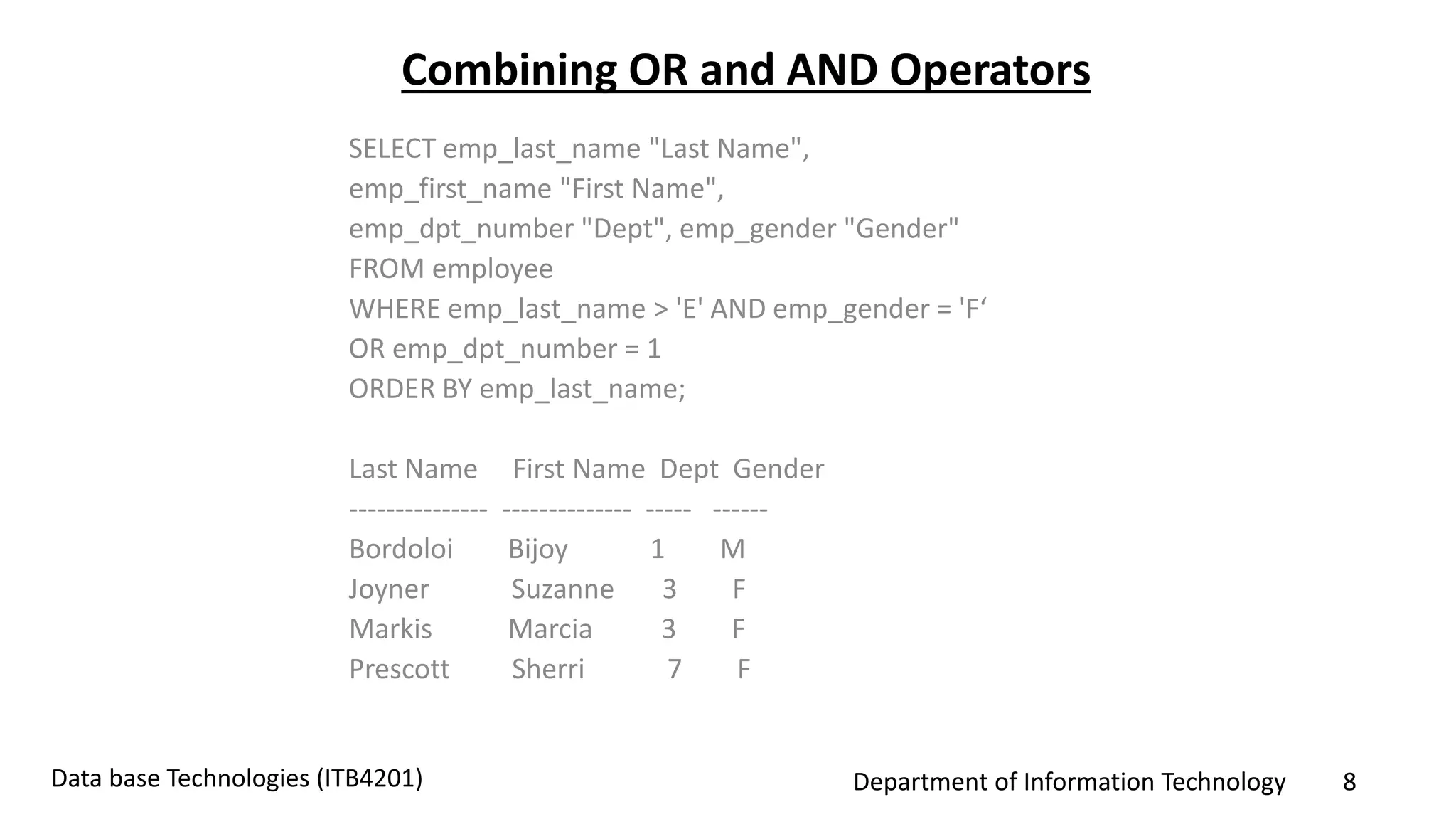 Sql Logical Operators Ppt