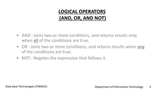 SQL logical operators | PPTX