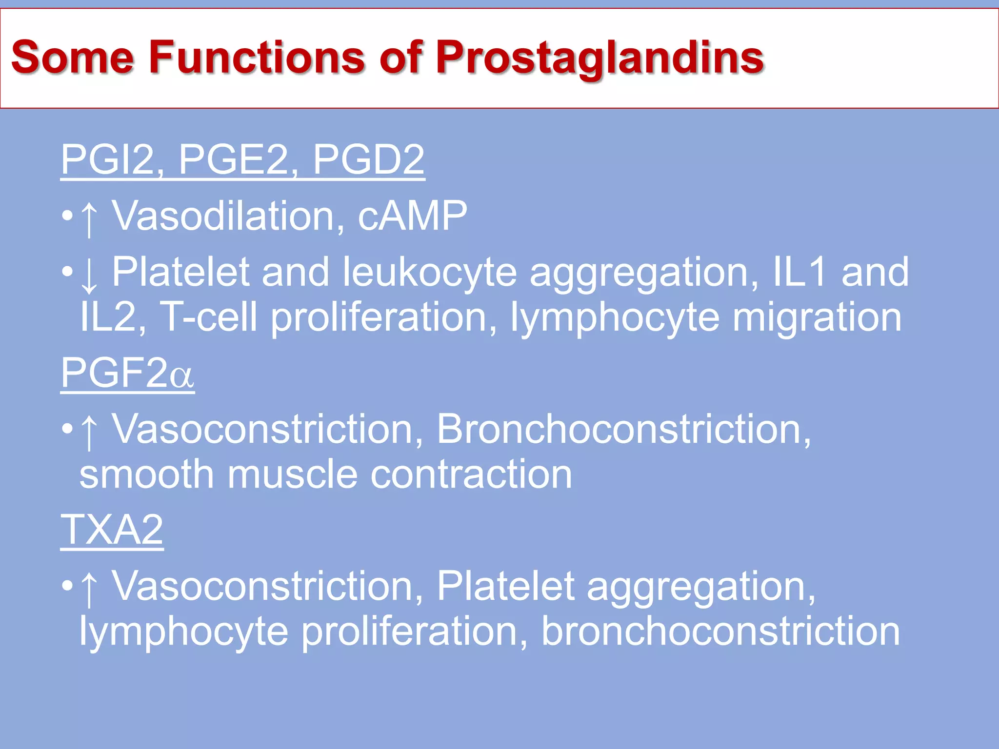 Eicosanoids (prostaglandin, thromboxanes, leukotrienes) | PPTX