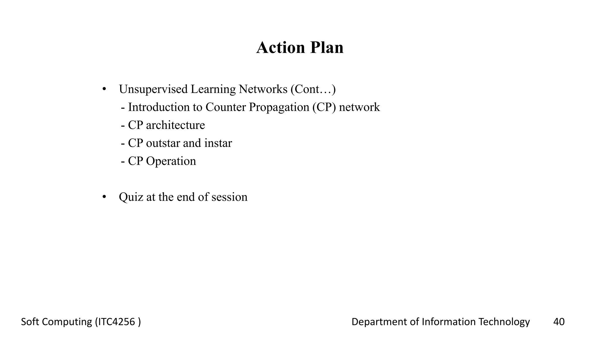 Unsupervised learning networks | PPTX