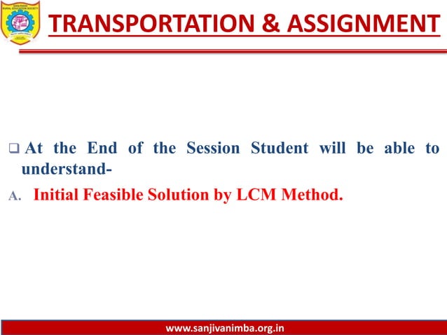 2.5 initial feasible solution by lcm | PPT