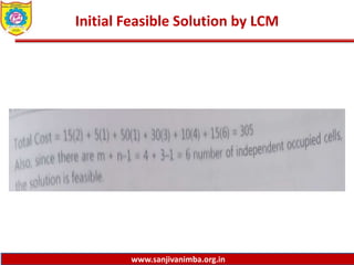 2.5 initial feasible solution by lcm | PPTX