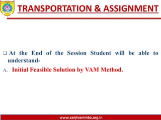 2.6 initial feasible solution by vam | PPT