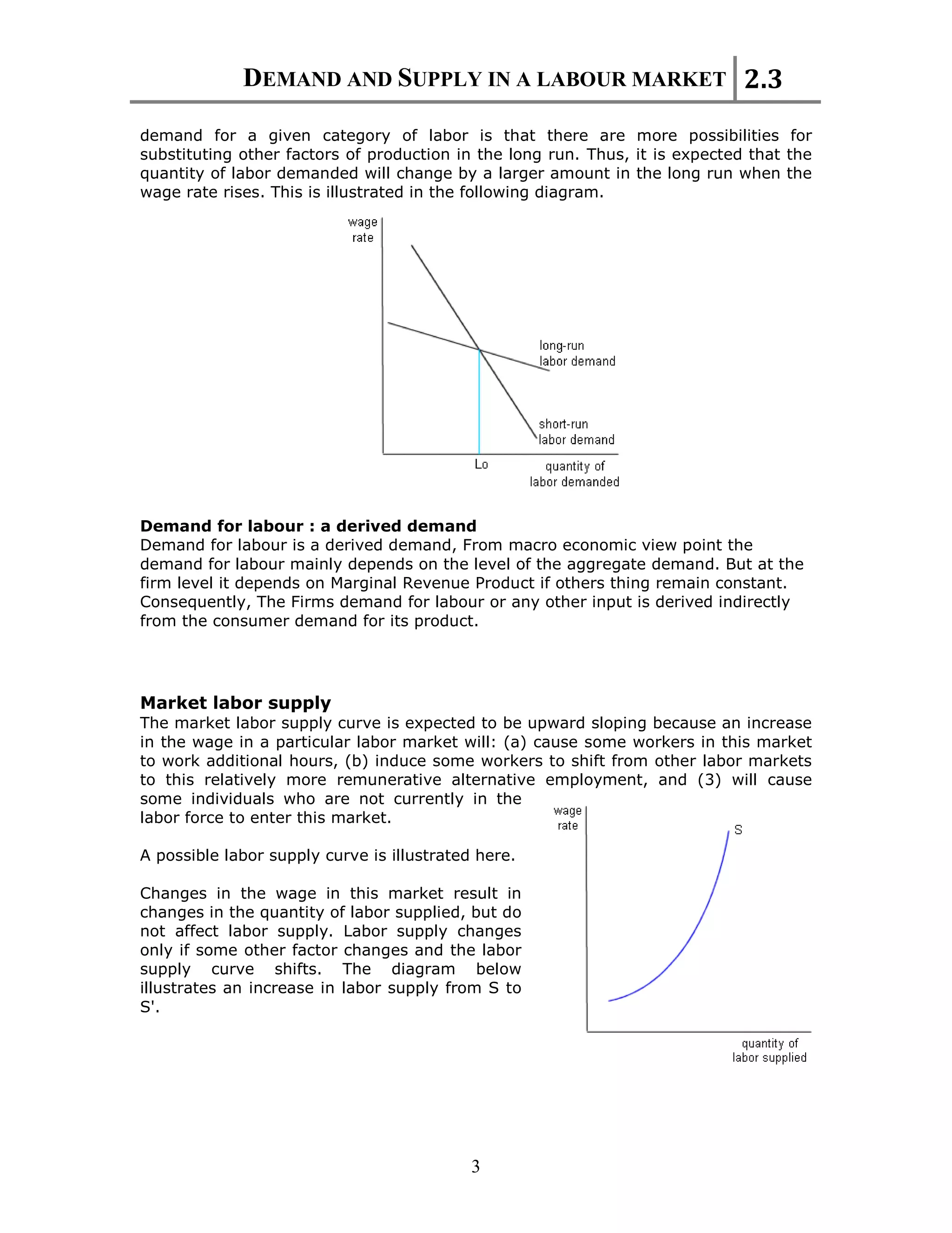 2.3 demand and supply in a labour market, | PDF