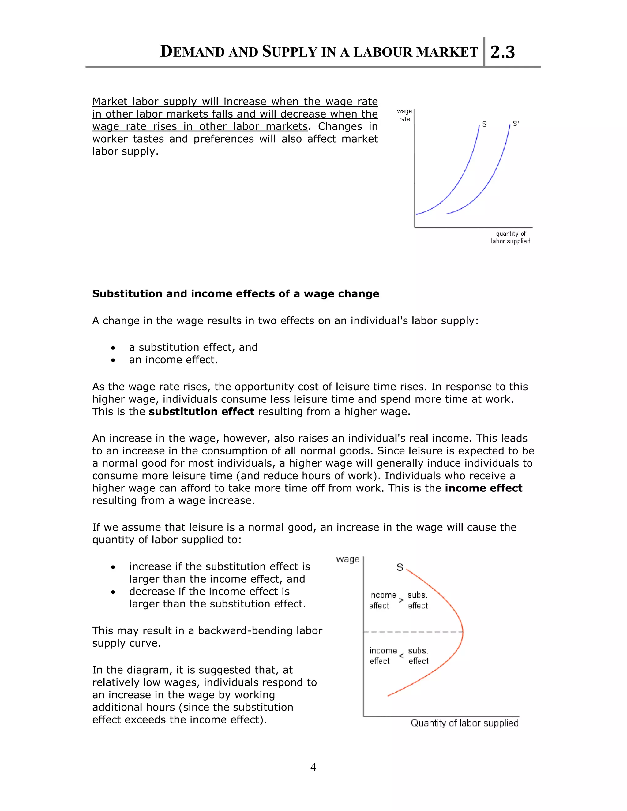 2.3 demand and supply in a labour market, | PDF
