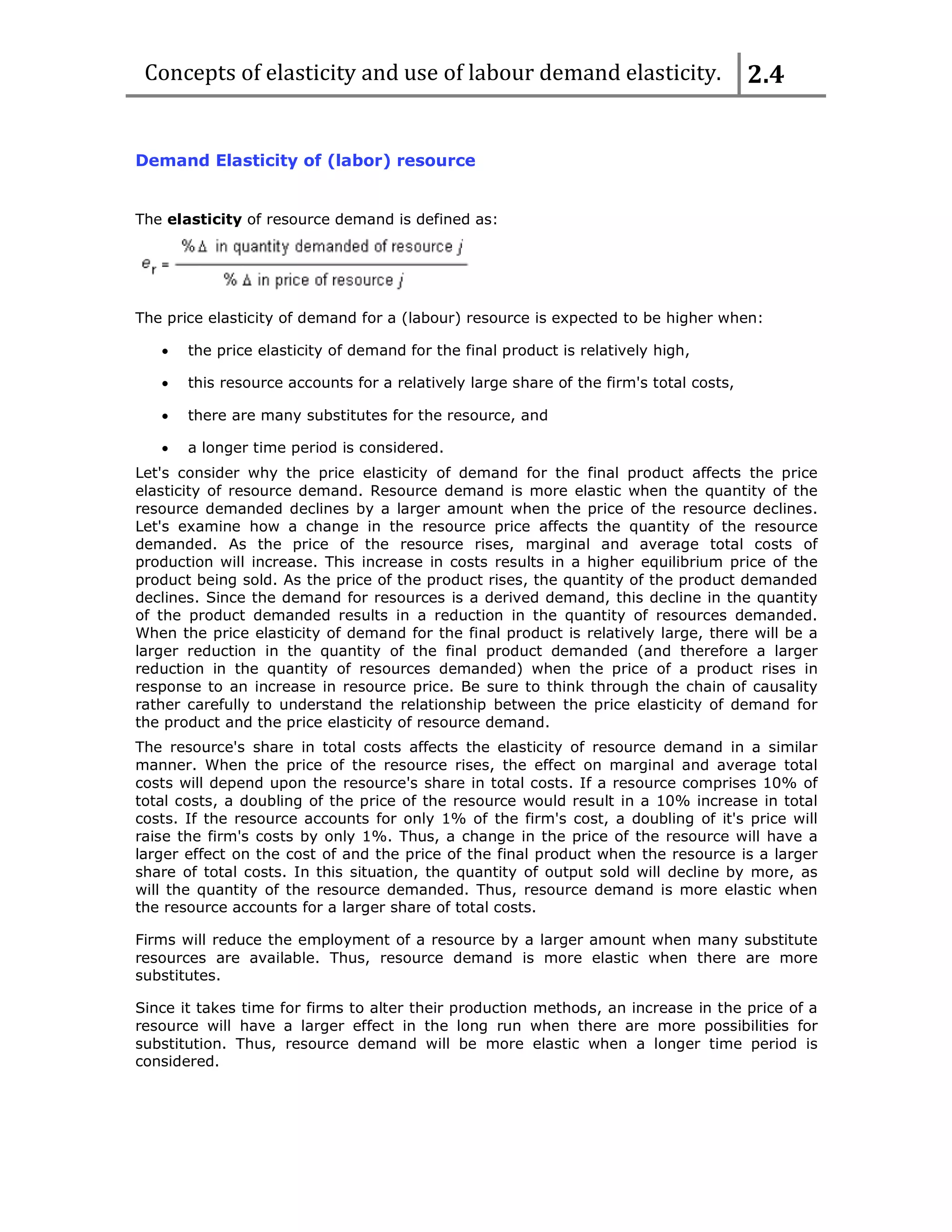 2.4 concepts of elasticity and use of labour demand elasticity. | PDF