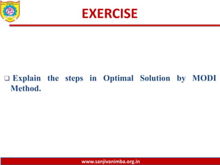 2.8 theory optimal solution by modi method | PPT