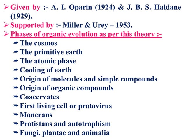 Oparin Haldane Theory | PPT | Free Download