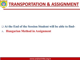 2.16 hungarian method in assignment | PPT