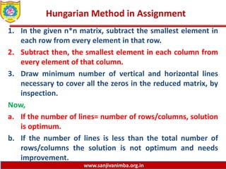 2.16 hungarian method in assignment | PPT
