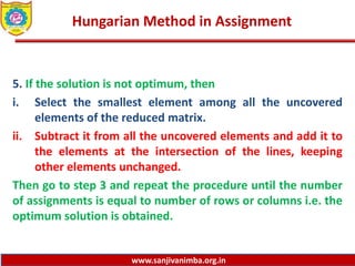 2.16 hungarian method in assignment | PPT