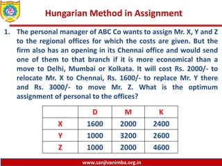 2.19 special case of unbalanced problem in assignment | PPTX