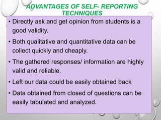 2. self report & ac.record | PPTX | Educational Assessment | Education
