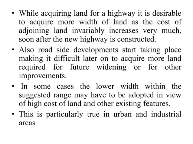 Width of formation or Roadway , Right of way and land width, Typical ...