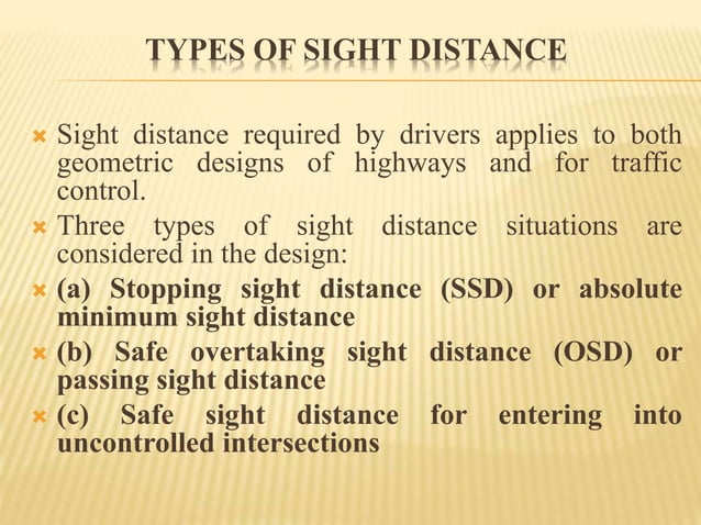 SIGHT DISTANCE | PPTX | Auto Safety | Automotive