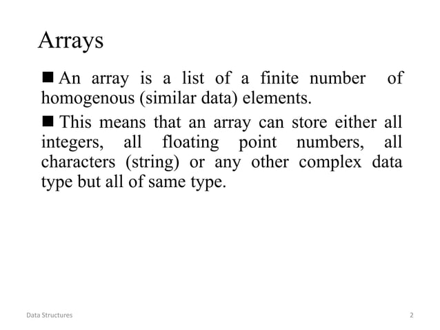 2. Array in Data Structure | PPTX