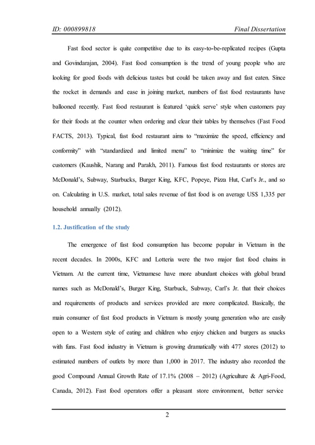 Đề tài: Relationship between customer satisfaction and product quality in fast food industry: a ...