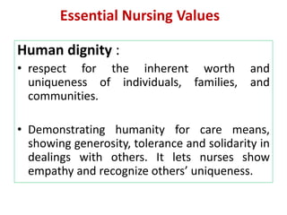 2. Essential values in nursing | PPTX