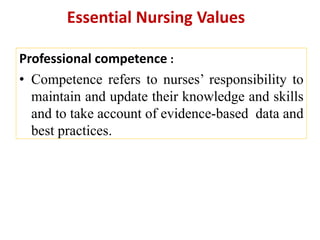 2. Essential values in nursing | PPTX