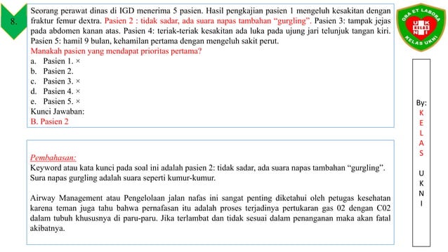 Pembahasan Soal UKOM KMB | PPTX