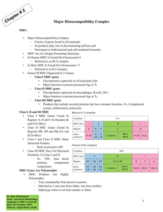 MHC-I, MHC-II & MHC-III | PDF
