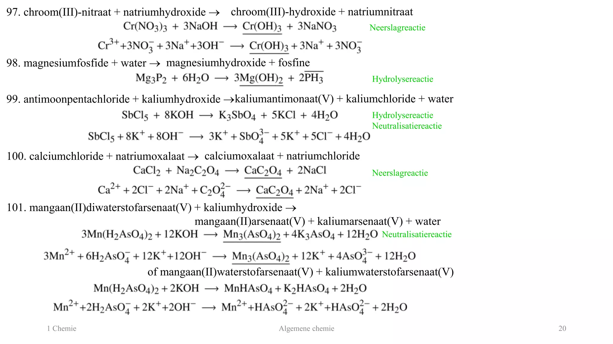 Chemische niet-redox reacties | PPTX