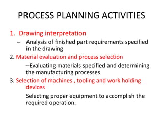 Process planning activities | PPT