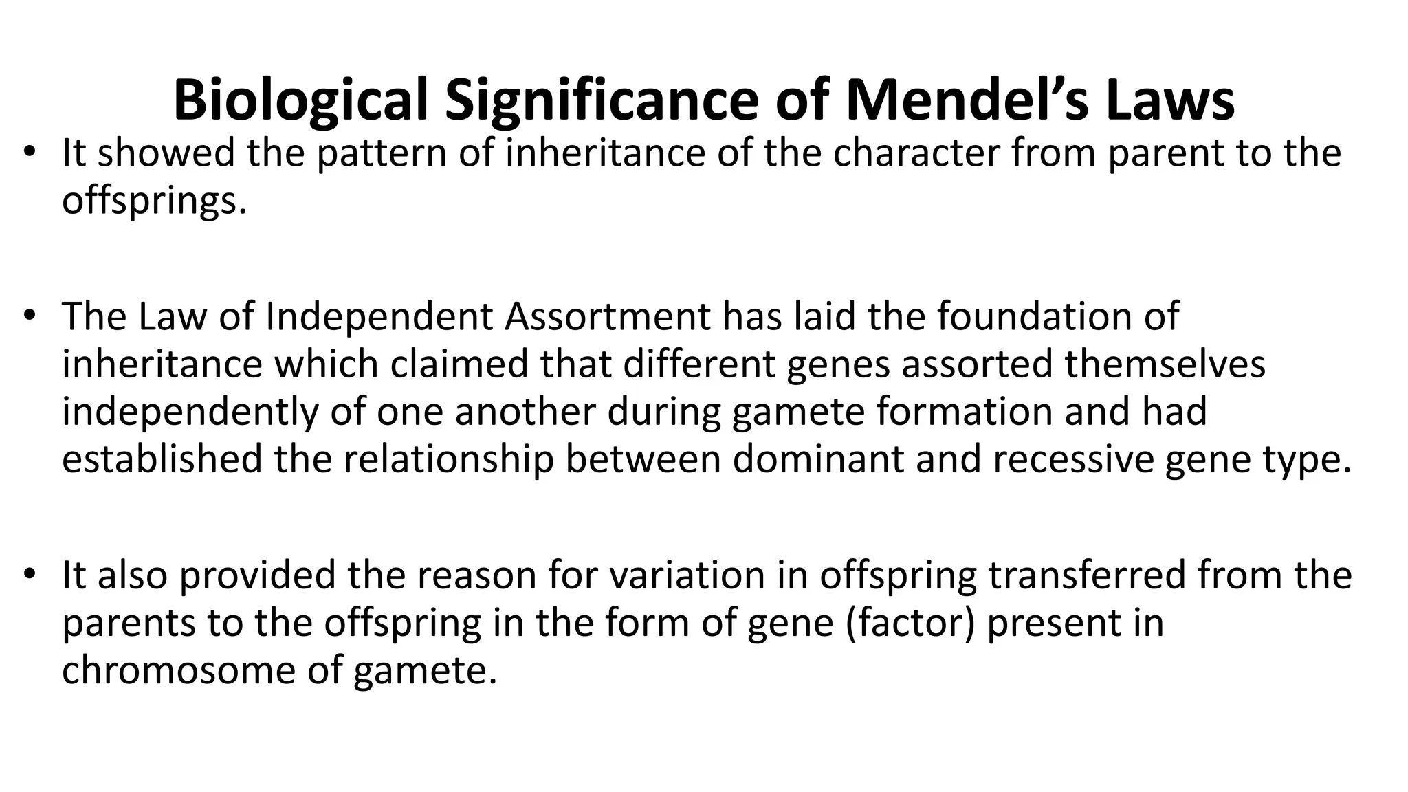 Mendelian Laws of Inheritance | PPT