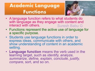 Academic language across subjects - Functions and Text Structure | PPT