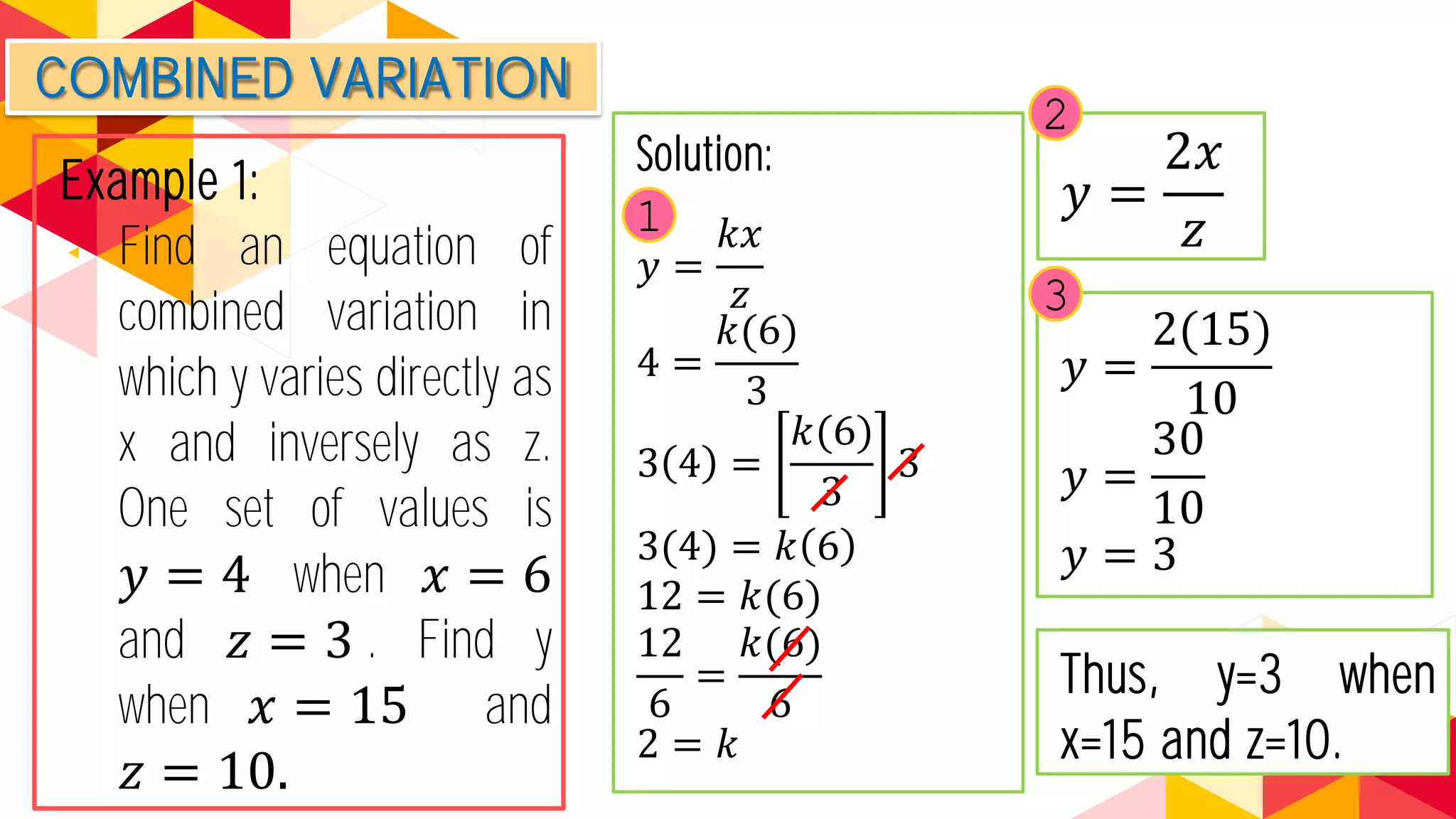 Joint and Combined Variation (Mathematics 9) | PDF