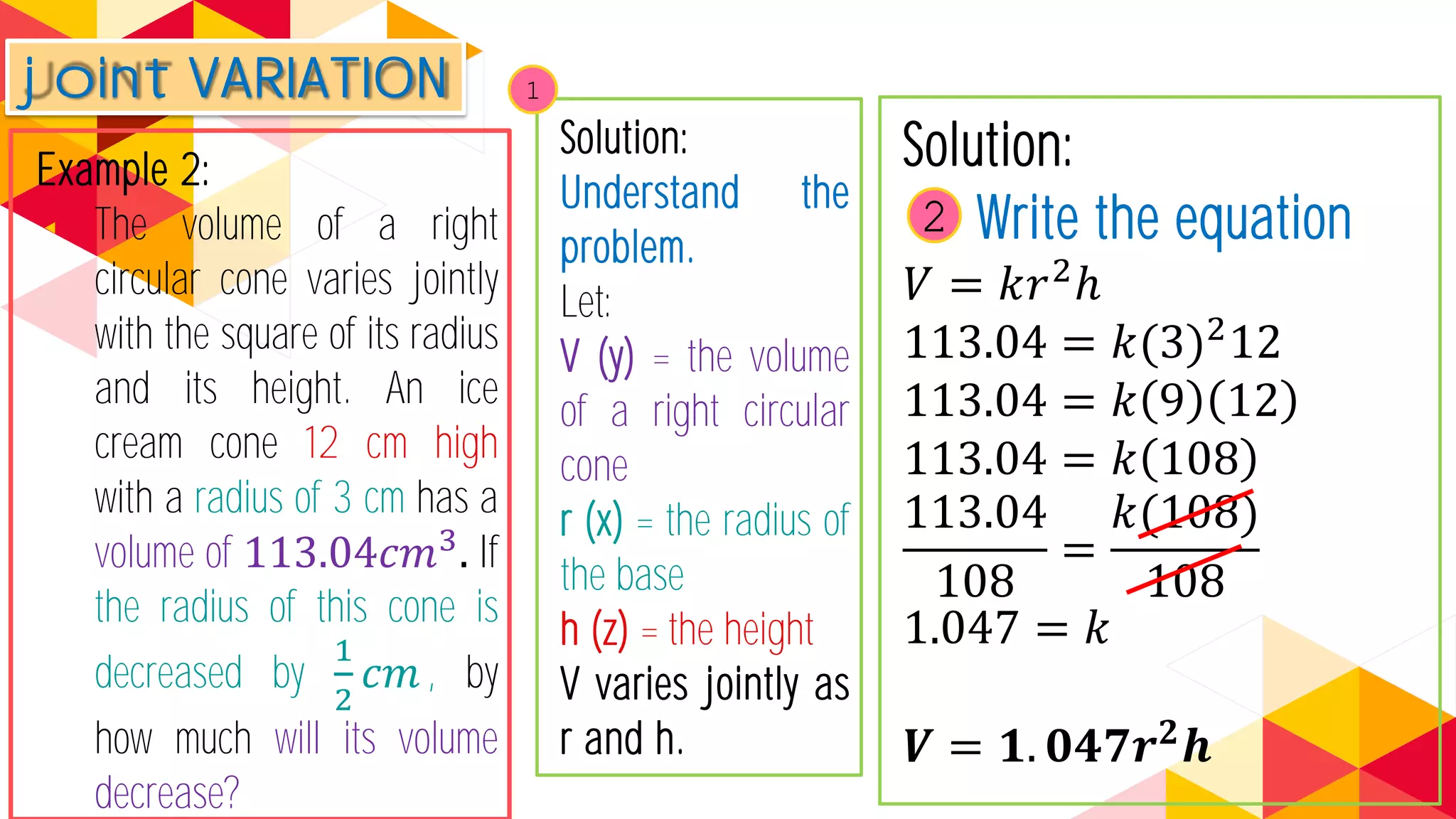 Joint and Combined Variation (Mathematics 9) | PDF