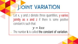 Joint and Combined Variation (Mathematics 9) | PDF