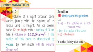 Joint and Combined Variation (Mathematics 9) | PDF