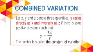 Joint and Combined Variation (Mathematics 9) | PPT
