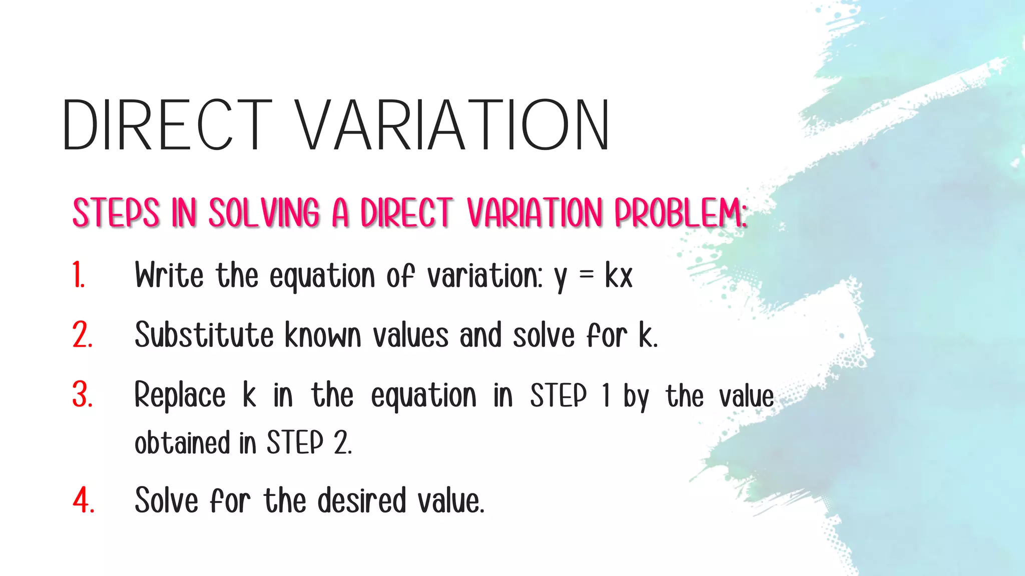 Direct Variation (Mathematics 9) | PDF