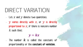 Direct Variation (Mathematics 9) | PDF