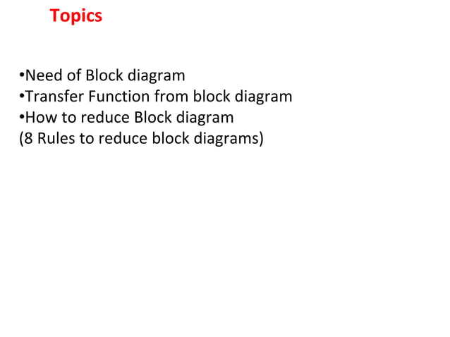 Block diagram, Transfer Function from block diagram reduction, (8 Rules to reduce block diagrams ...