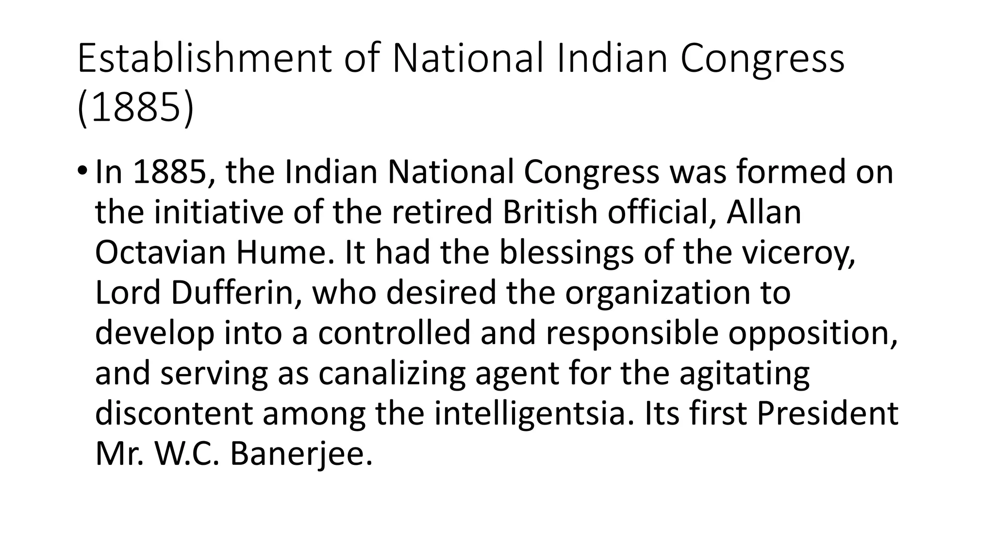 establishment of national congress | PPTX